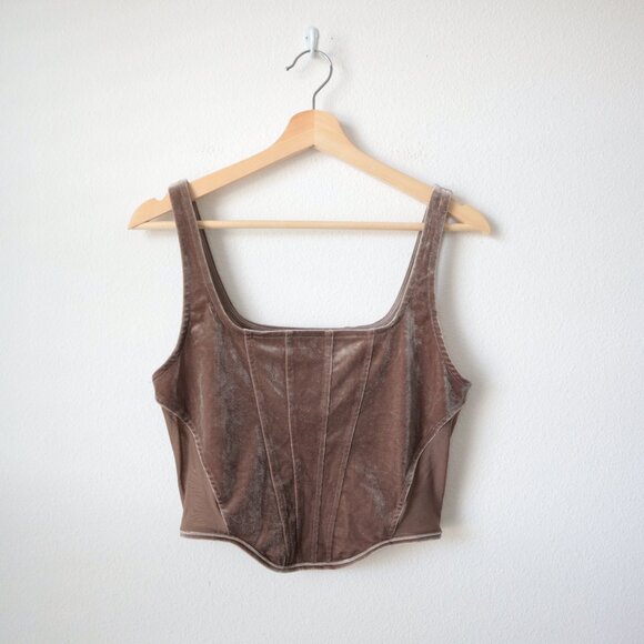 Mixed Threads | Tops | Velvet Bustier Top With Mesh Side Panels L ...
